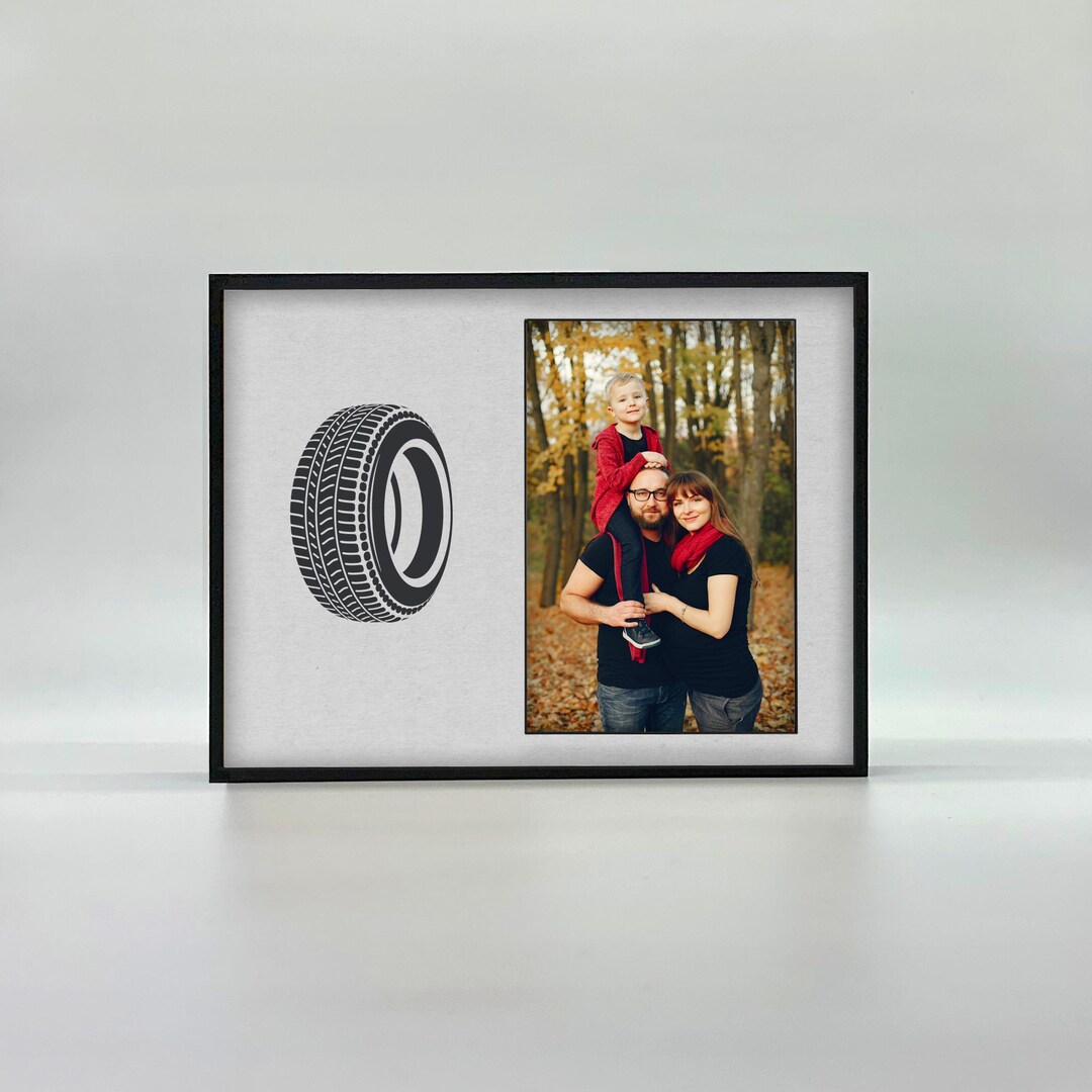 Custom Tire Tread & Family Photo 4x6 Picture Frame Unique Car Lover ...