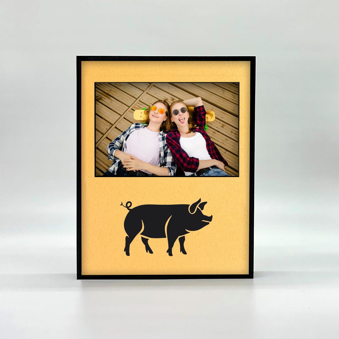 4x6 Piggy Back Ride Best Friends Photo Frame Whimsical Pig Silhouette ...