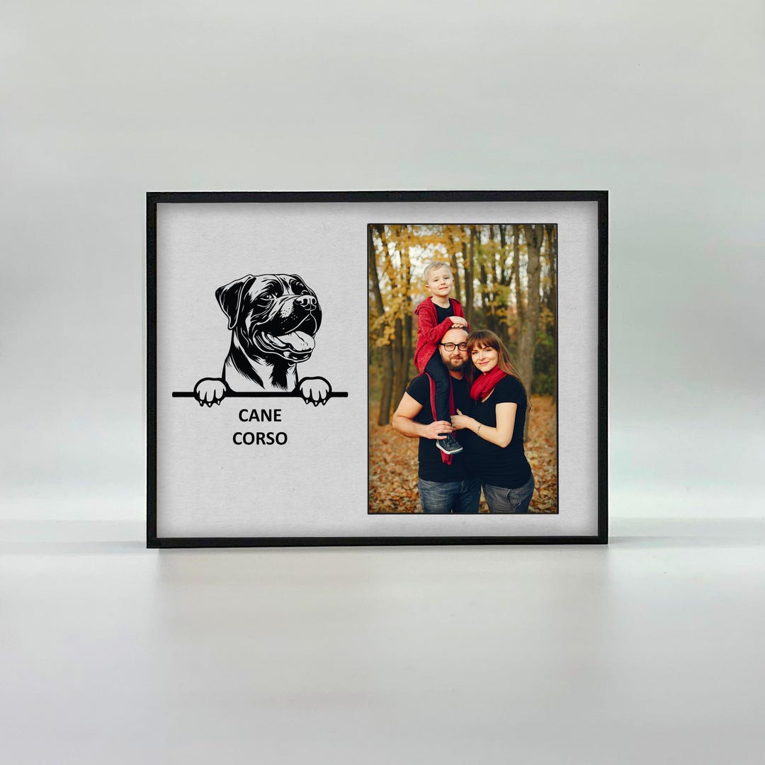 Custom Cane Corso Dog Illustration & Family Photo 4x6 Frame ...