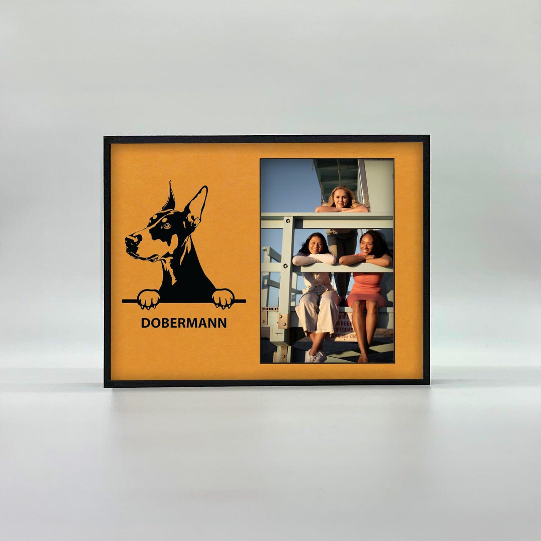 Dobermann Dog Breed Silhouette Picture Frame Cute Photo Collage Gift ...