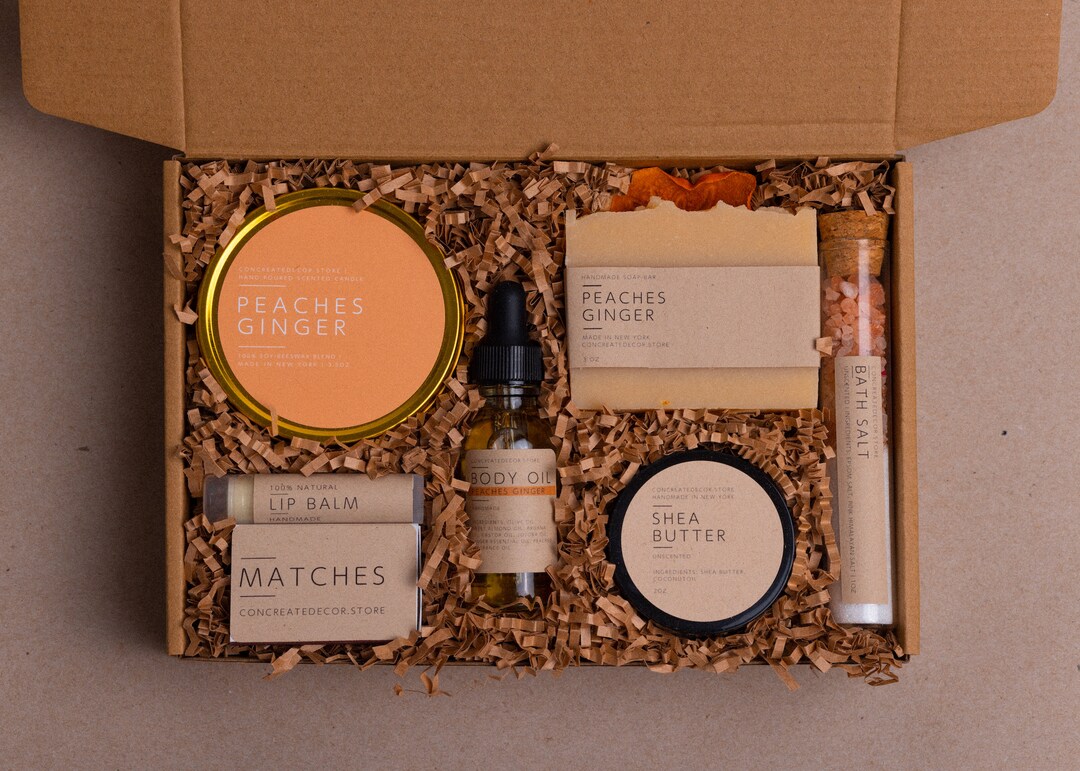 Peaches Ginger | Bath & Beauty Box | Spa Gift Set for Her | Gift Box ...