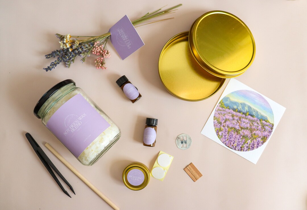 Floral Soy Bees Wax Candle DIY Kit, Complete Soy Candle Making Kit ...