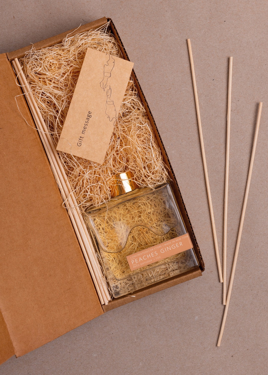 Peaches Ginger Reed Diffuser Handmade in New York 7oz Home Fragrance ...