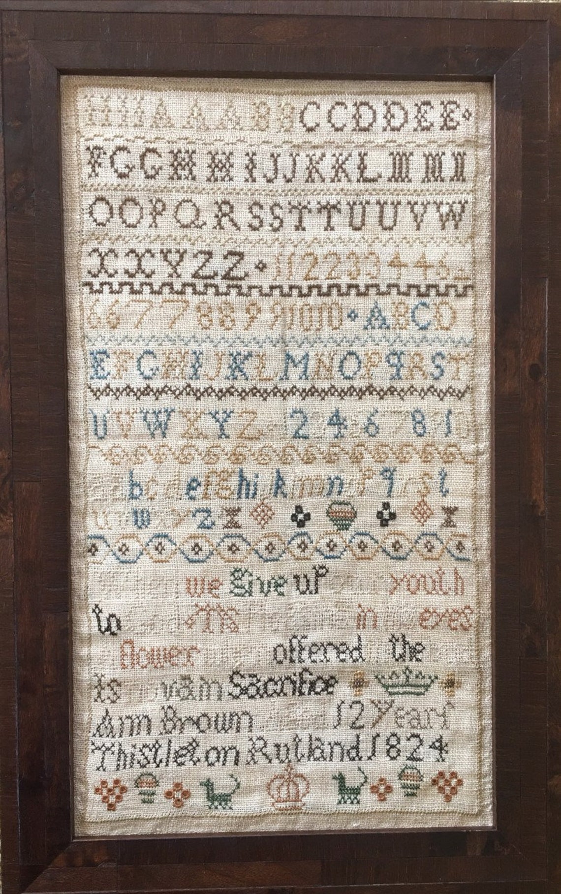 Ann Brown 1824 Antique Reproduction Sampler - Etsy