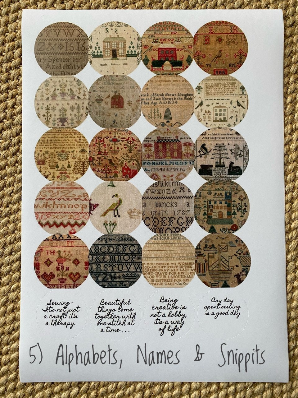 24 Sampler Stickers for Stitching Journals - Etsy