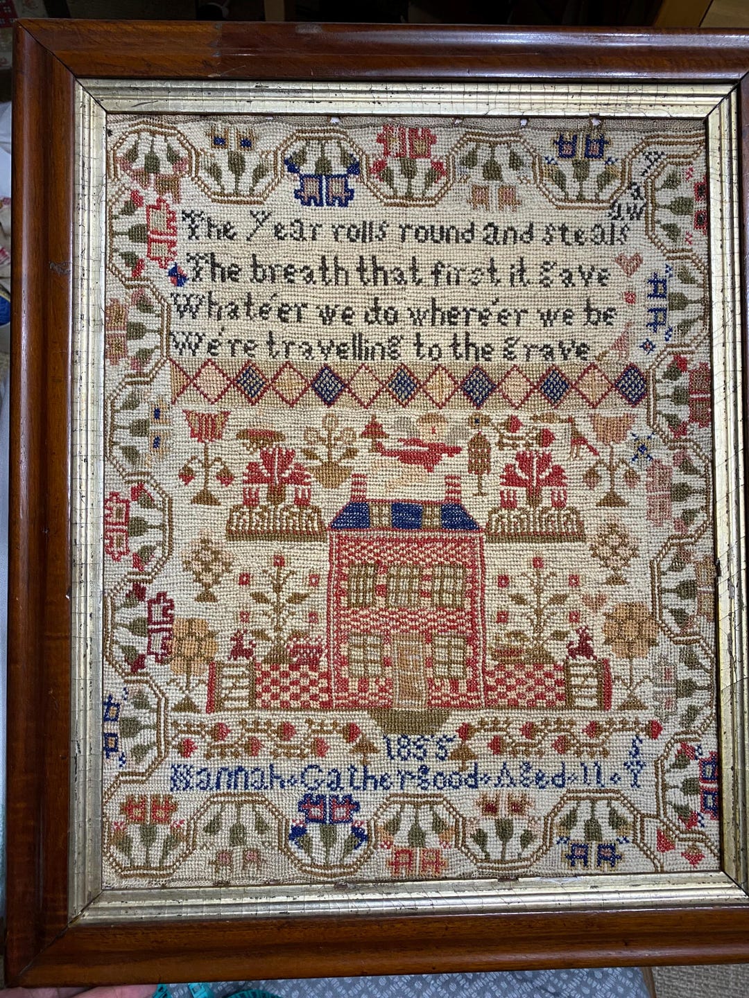 Hannah Gathergood 1855 Antique Sampler - Etsy
