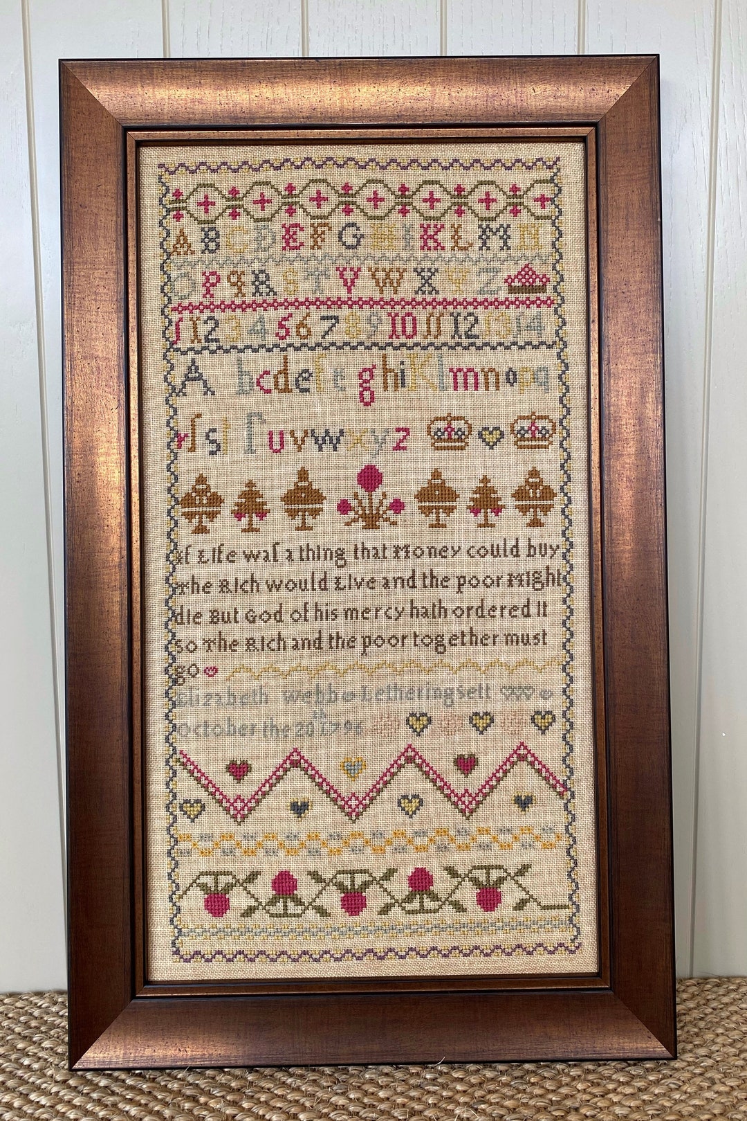 Elizabeth Webb 1796 A Reproduction Antique Sampler Pattern - Etsy