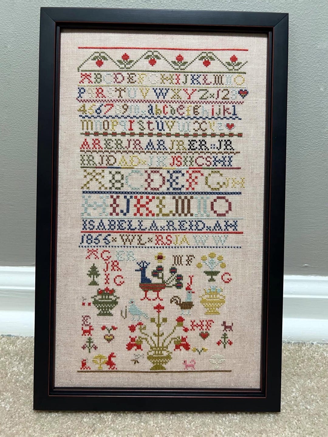 Isabella Reid 1855 A Reproduction Antique Sampler Pattern - Etsy