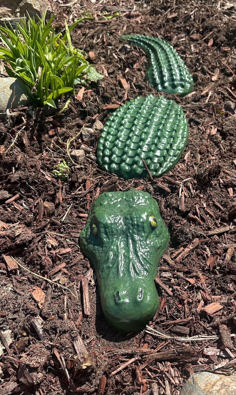 Alligator Hand Painted Concrete Garden Decor Statue - Etsy