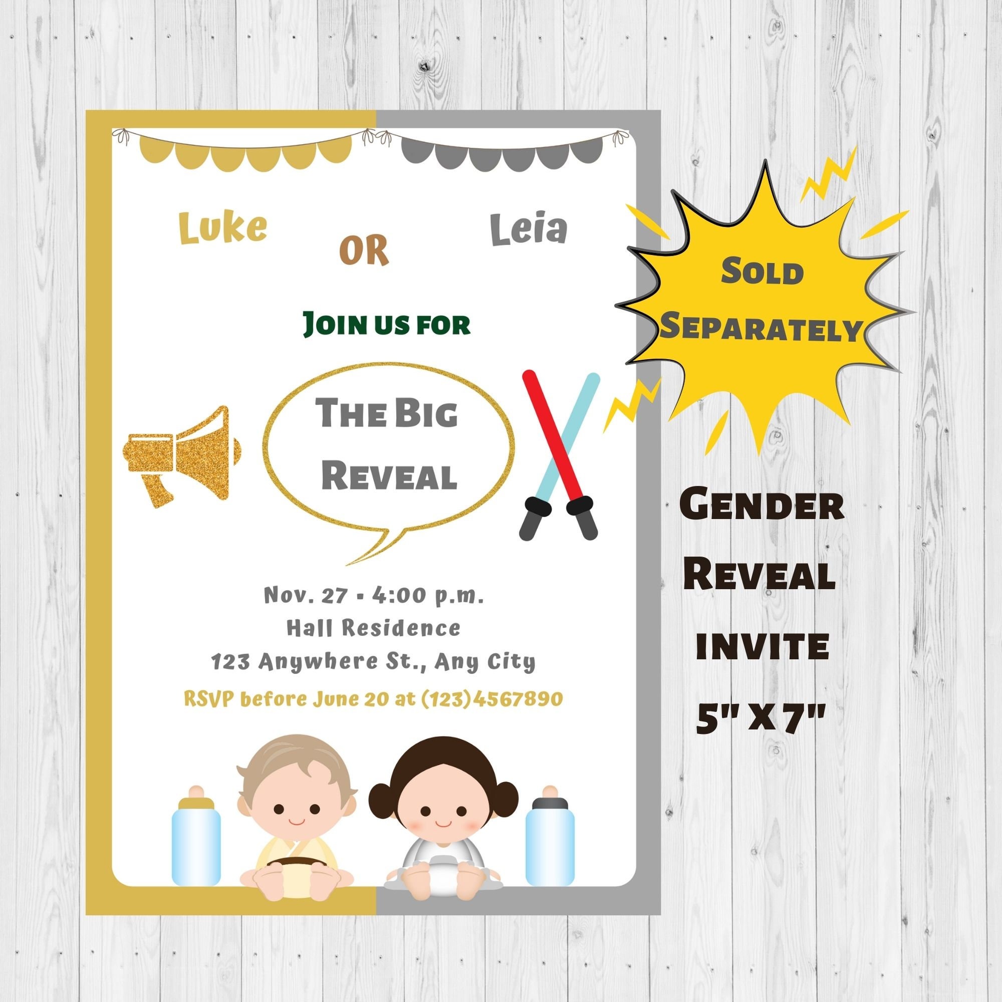 Star Wars Gender Reveal Card Star Wars Gender Reveal Riddles Poem He or ...