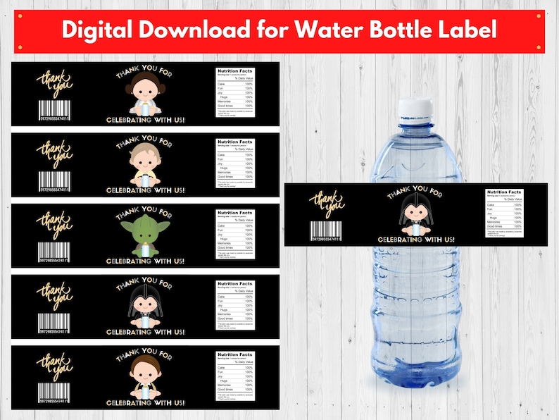 Star Wars Water Bottle Label Instant Download Printable for Party ...