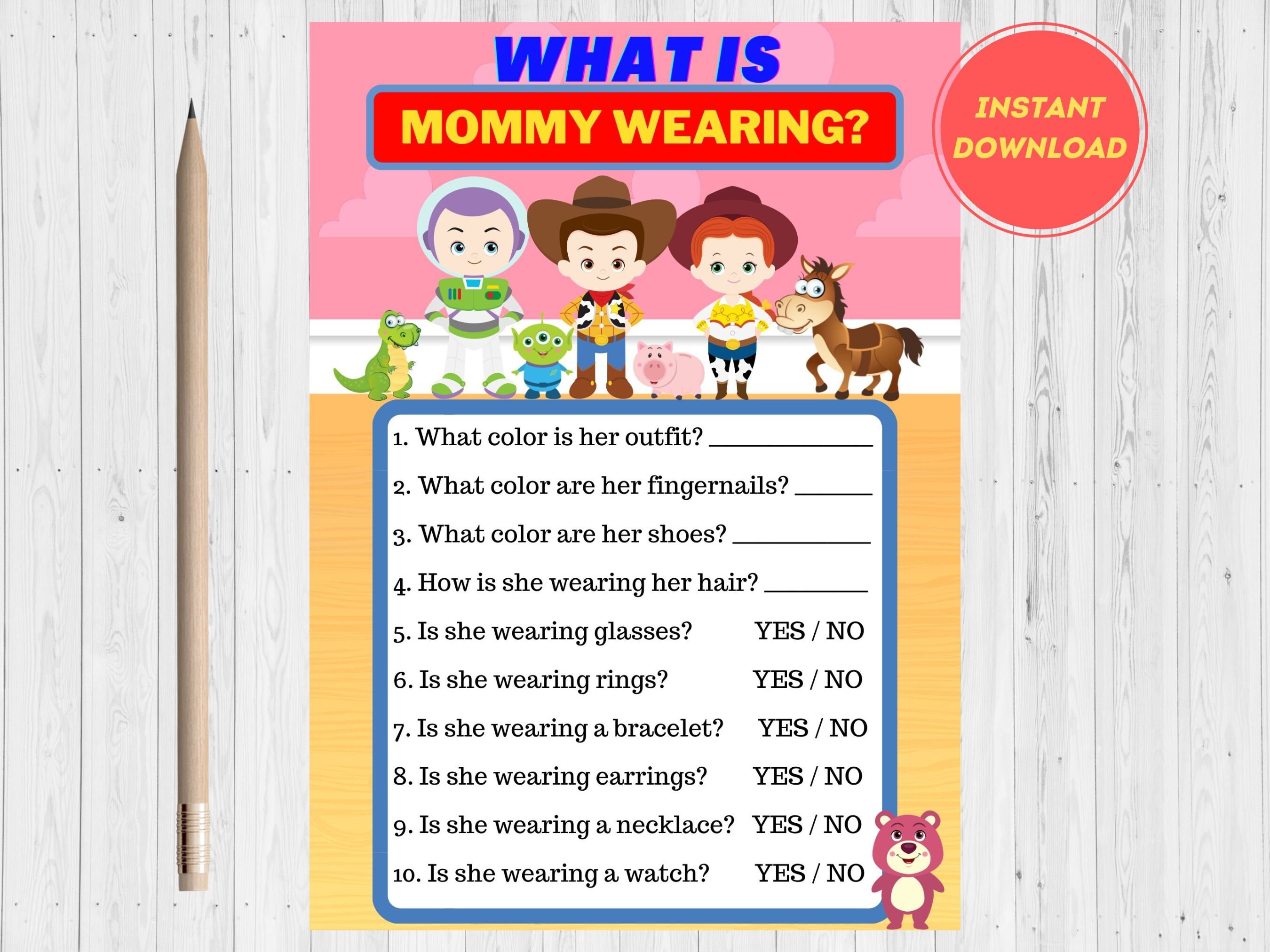 Pink Toy Story 24 Baby Shower Game Package | Toy Story Baby Shower Game ...