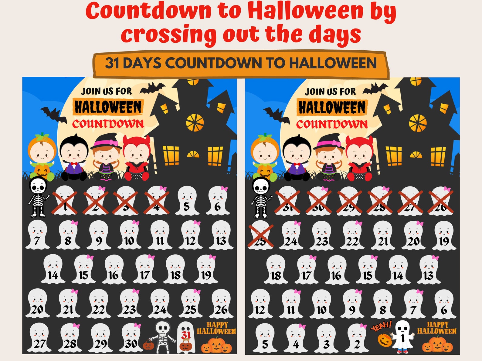 Halloween Countdown Printable |days Until Halloween | |halloween ...