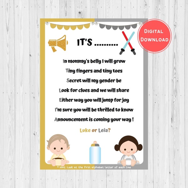 Starwars Gender Reveal - Etsy
