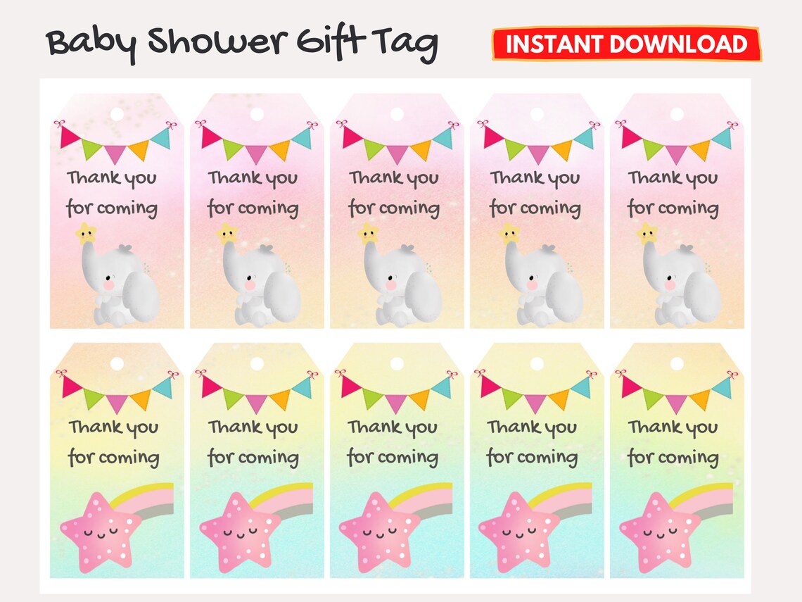 Twinkle Twinkle Little Star Baby Shower Thank You Tag | Twinkle Star ...
