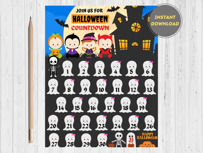 Halloween Countdown Printable days Until Halloween - Etsy