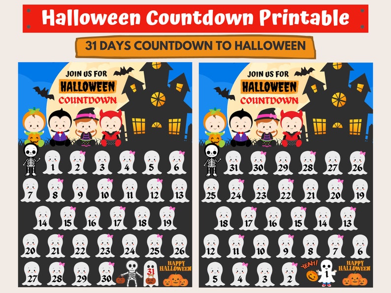 Halloween Countdown Printable |days Until Halloween | |halloween ...