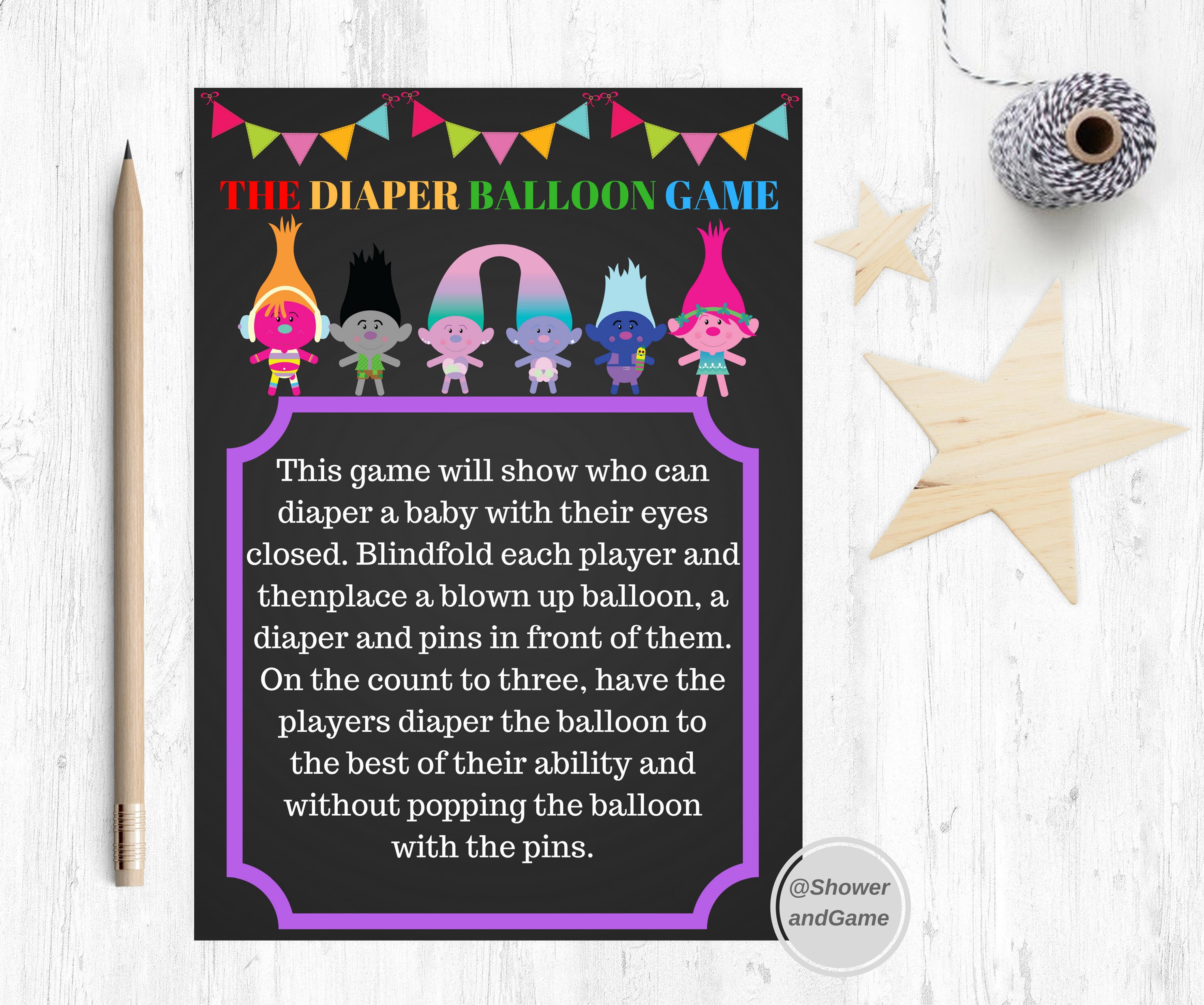 Trolls 24 Baby Shower Game Package Trolls Baby Shower Game Bundle ...