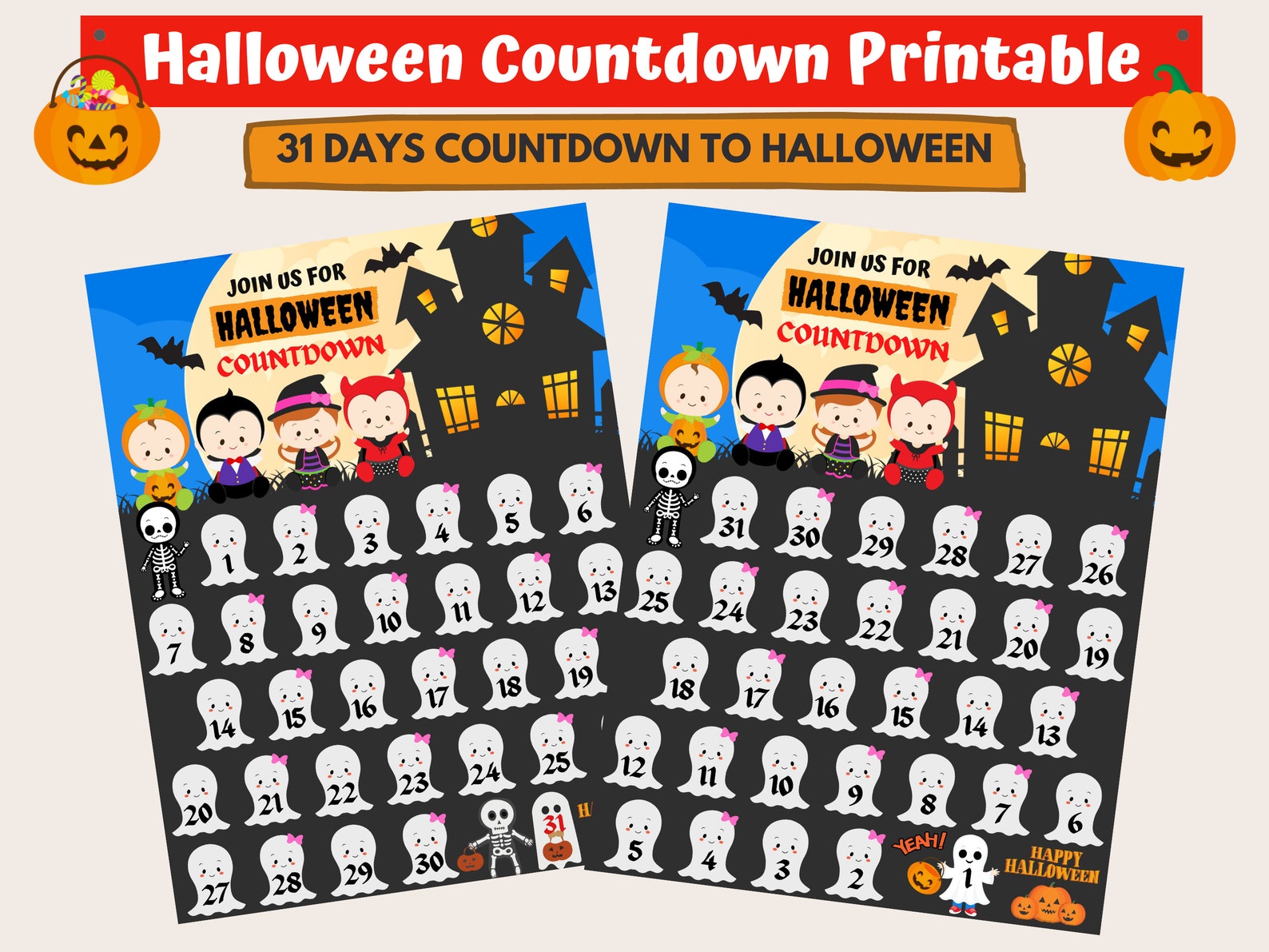 Halloween Countdown Printable |days Until Halloween | |halloween ...
