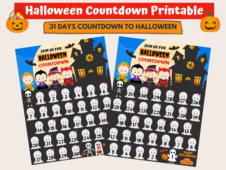 Halloween Countdown Printable |days Until Halloween | |halloween ...