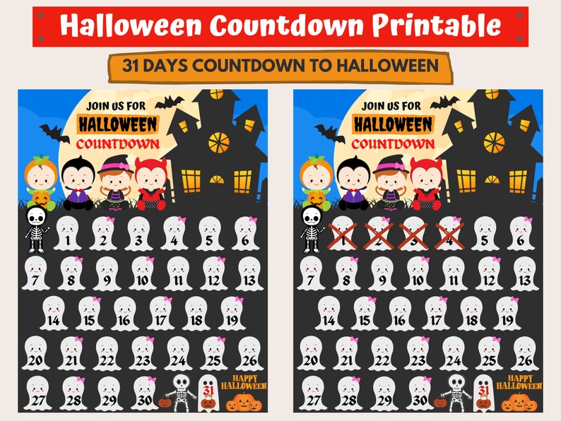 Halloween Countdown Printable days Until Halloween - Etsy