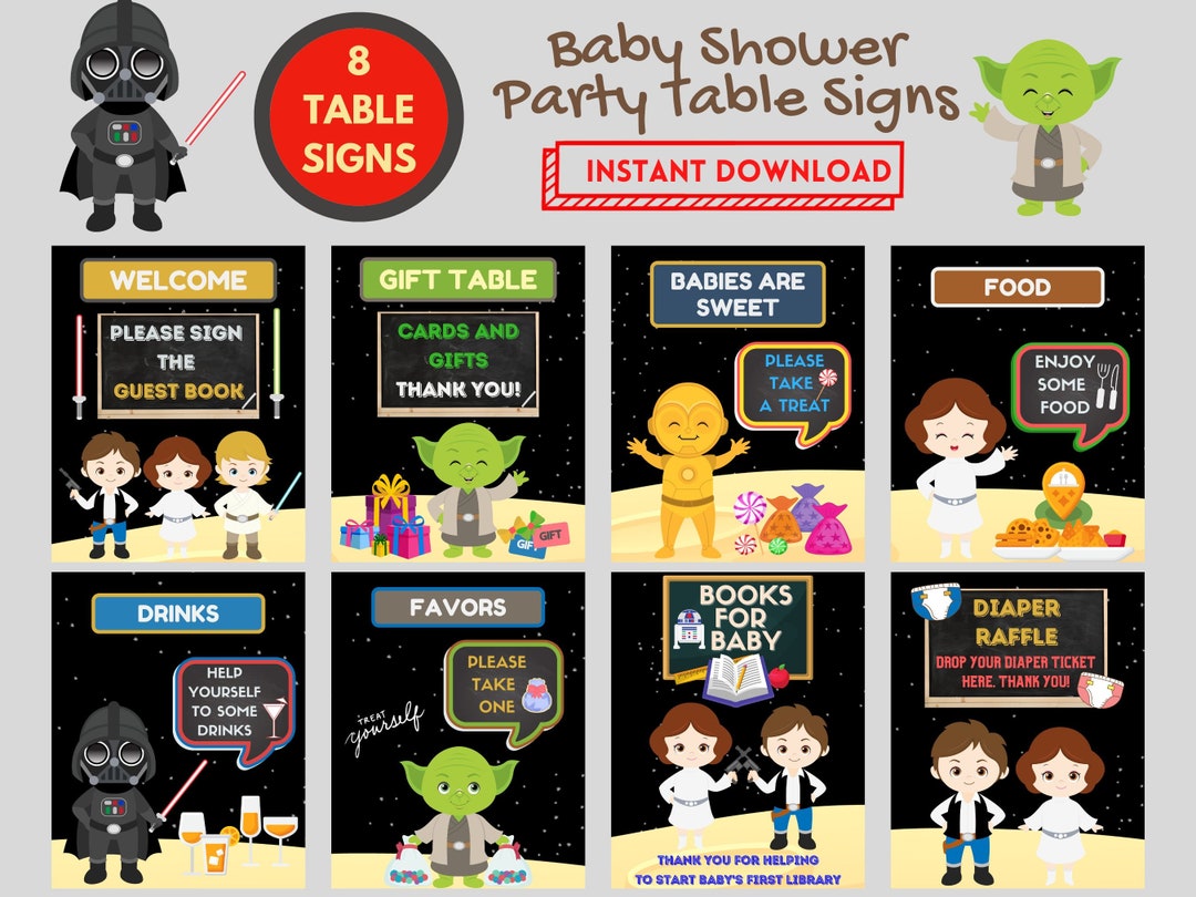 Star Wars 8 Table Sign Printable for Baby Shower |baby Shower Signs ...