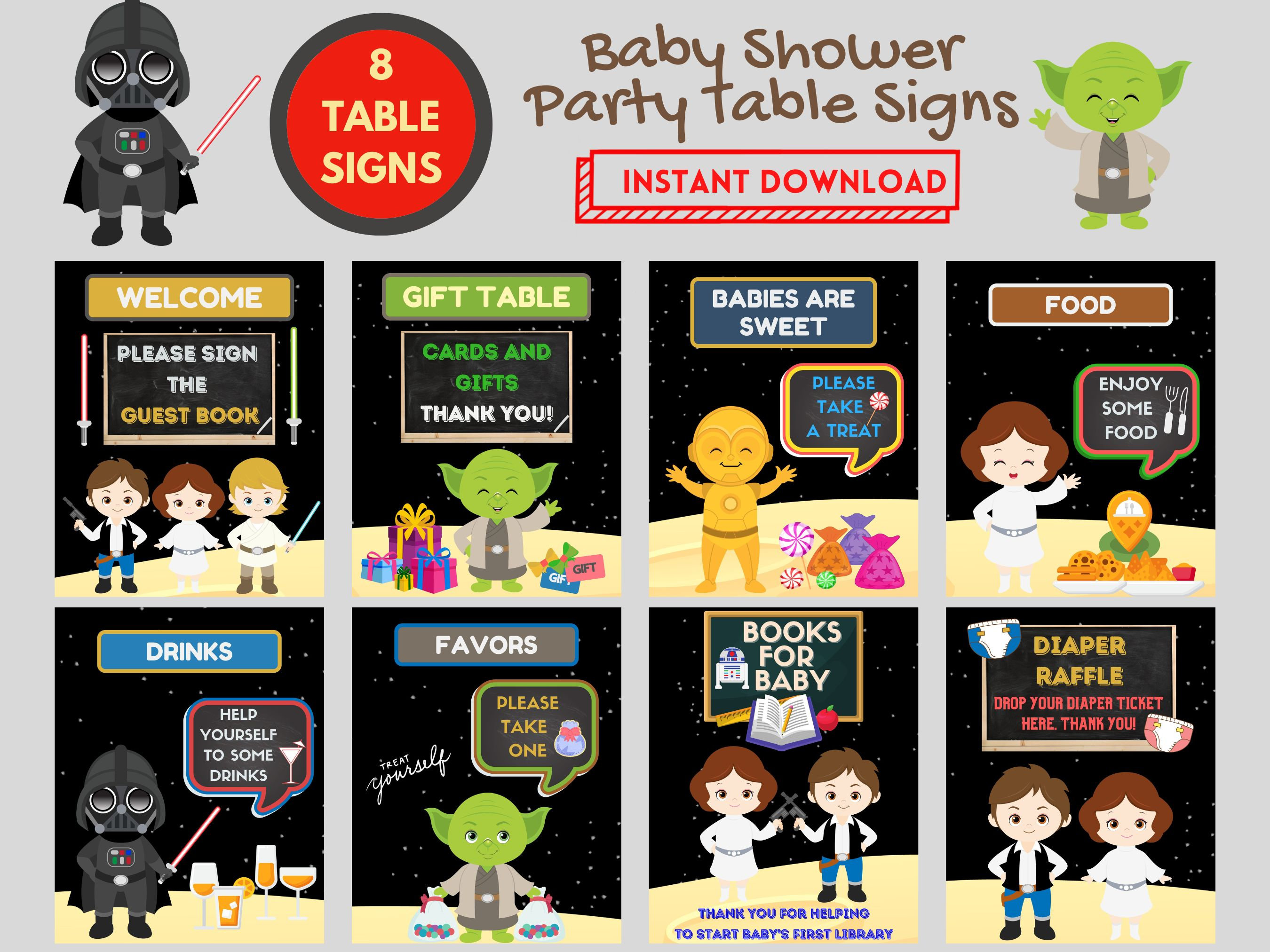 Star Wars 8 Table Sign Printable for Baby Shower |baby Shower Signs ...