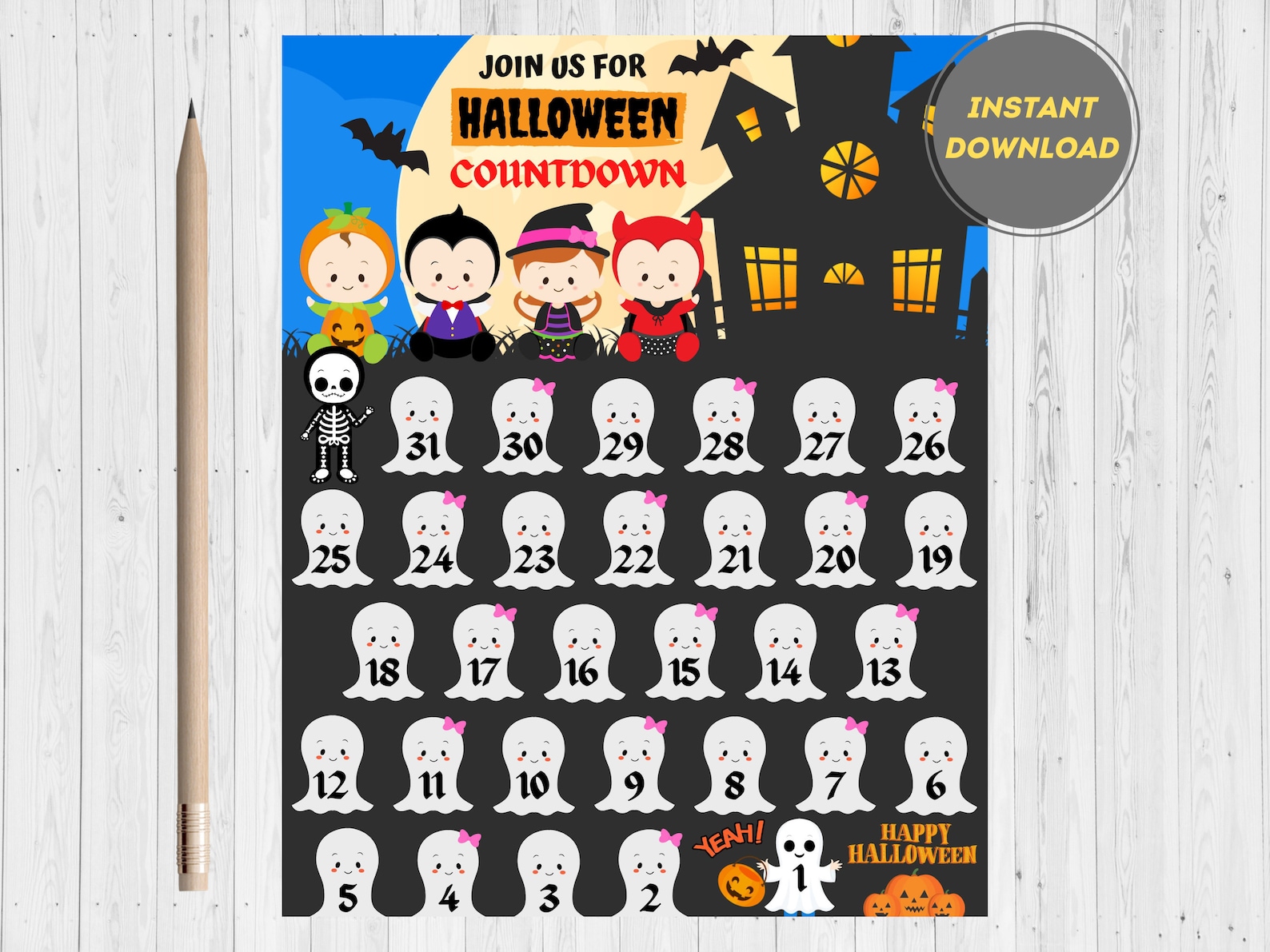Halloween Countdown Printable days Until Halloween - Etsy