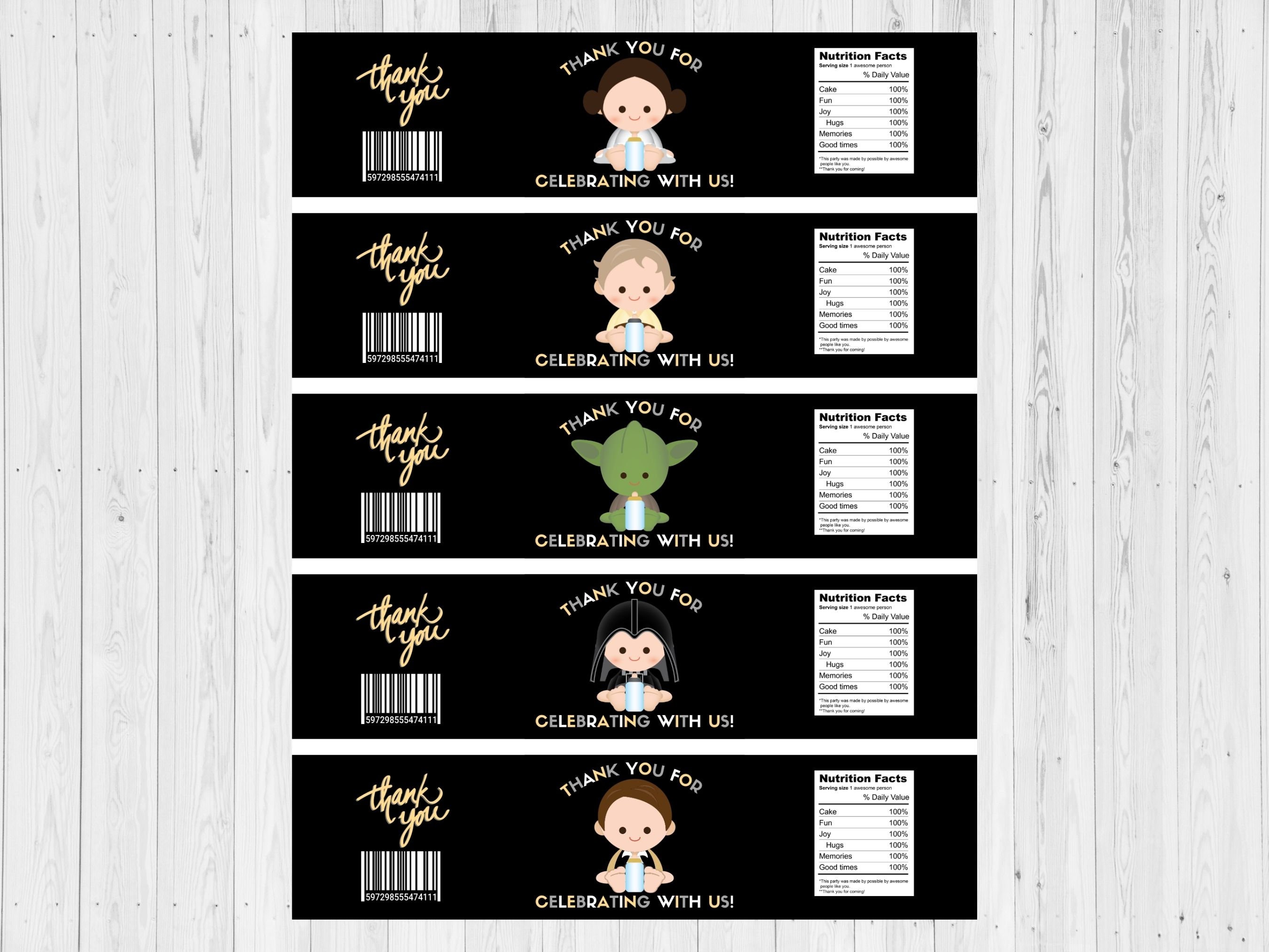 Star Wars Water Bottle Label Instant Download Printable for Party ...