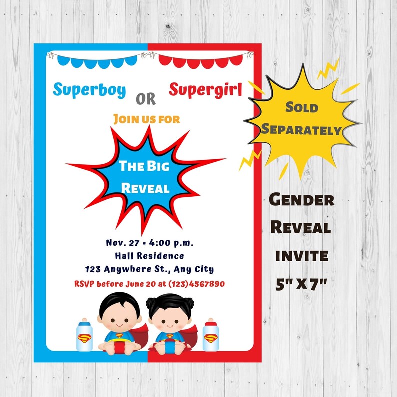 Superhero Gender Reveal Card Printable Superhero Gender Reveal Riddles ...