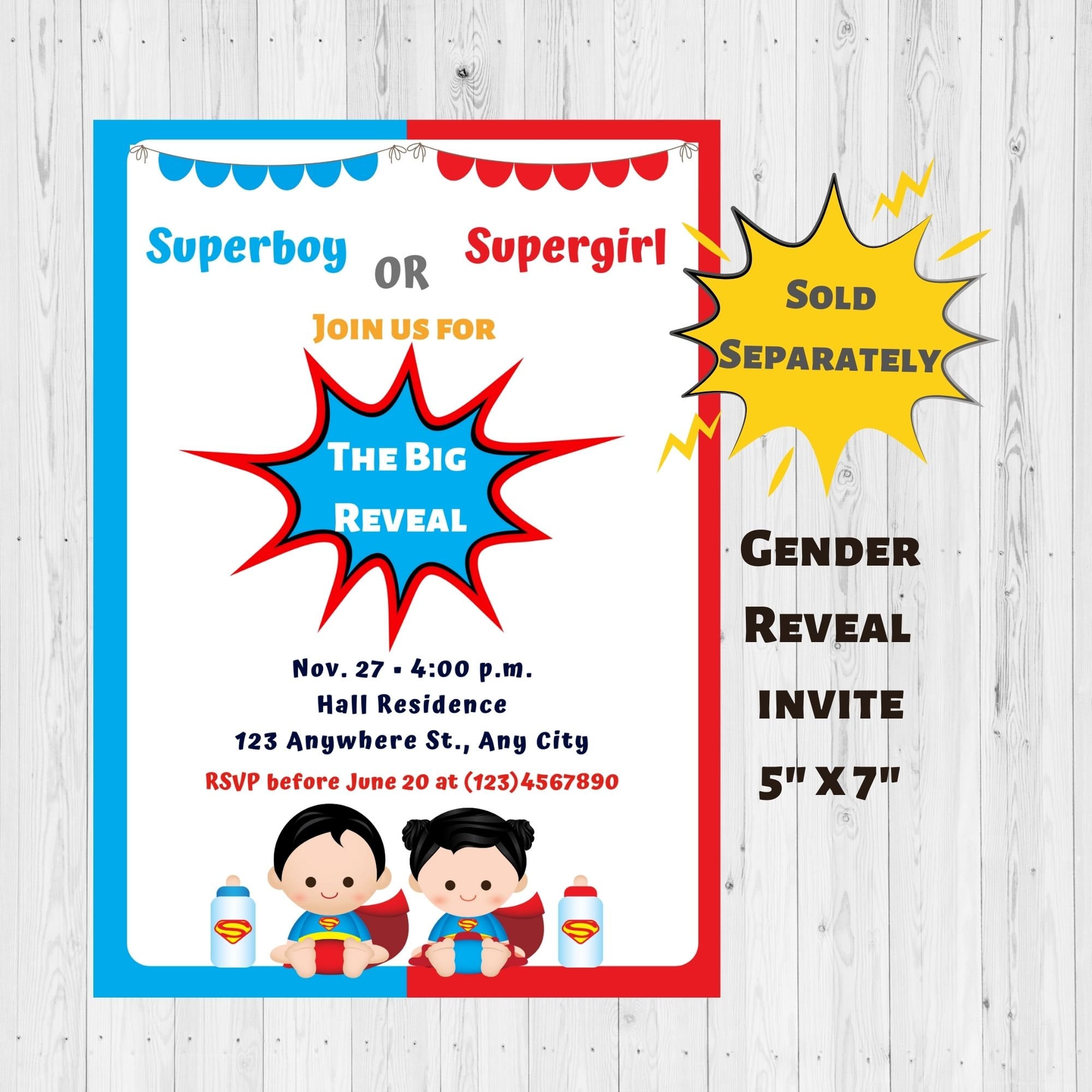 Superhero Gender Reveal Card Printable Superhero Gender Reveal Riddles ...