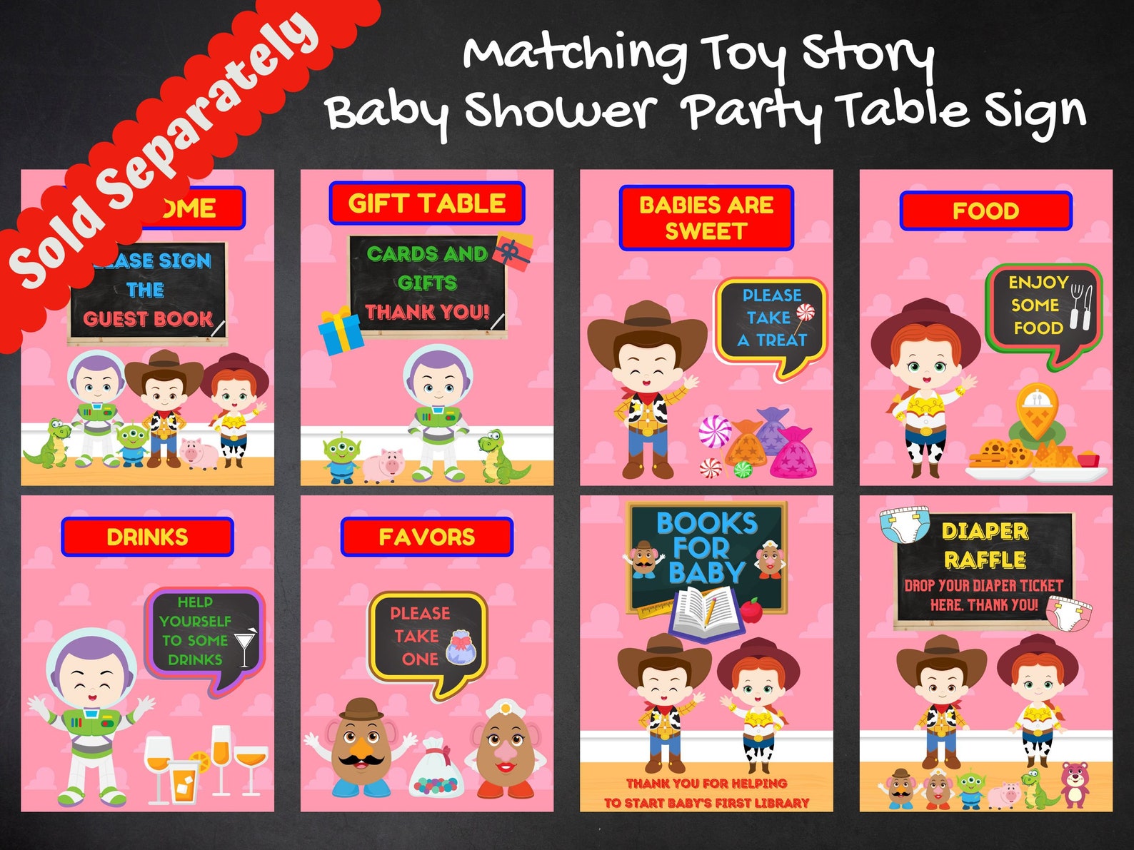 Pink Toy Story 24 Baby Shower Game Package Toy Story Baby Shower Game ...