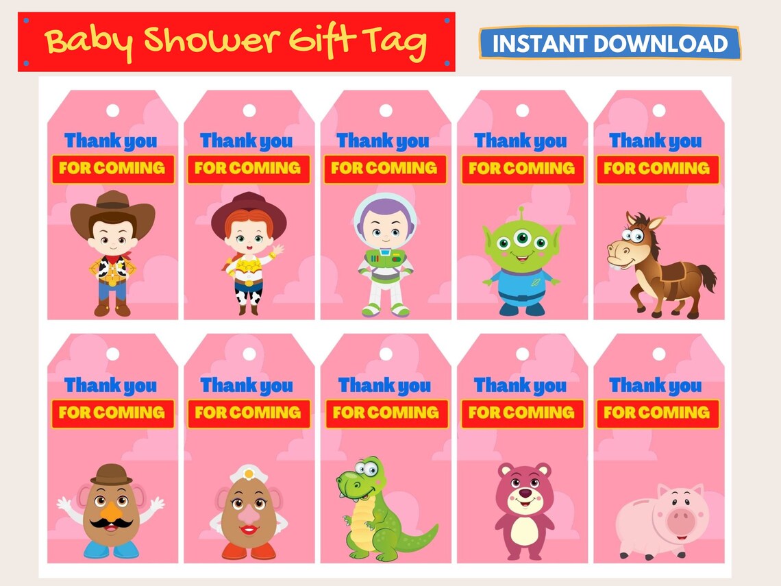 Toy Story Baby Shower Gift Tag for Girl Baby Shower Party Toy Story ...
