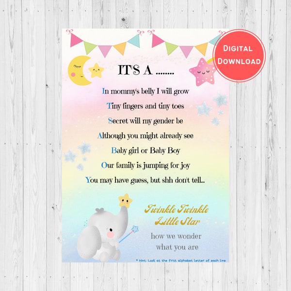 Gender Reveal Poem - Etsy