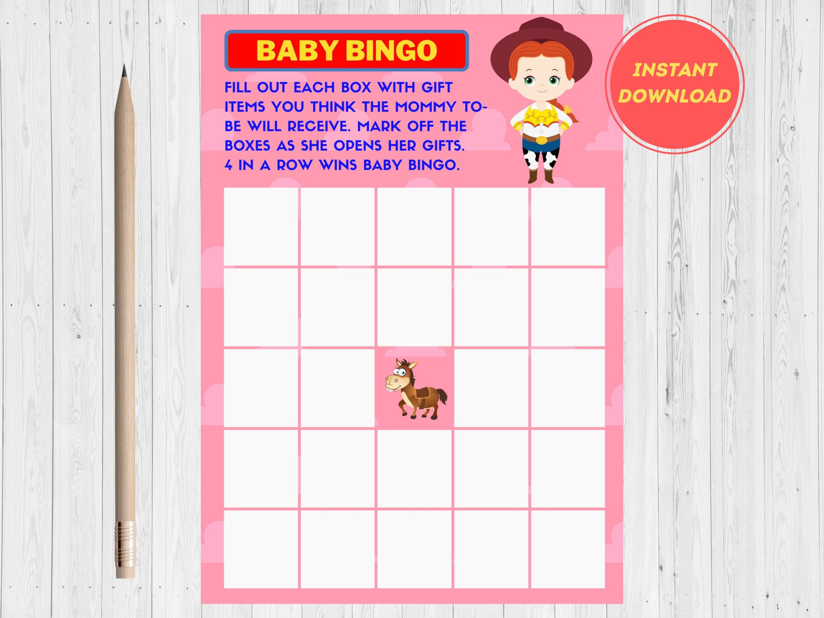 Pink Toy Story 24 Baby Shower Game Package | Toy Story Baby Shower Game ...