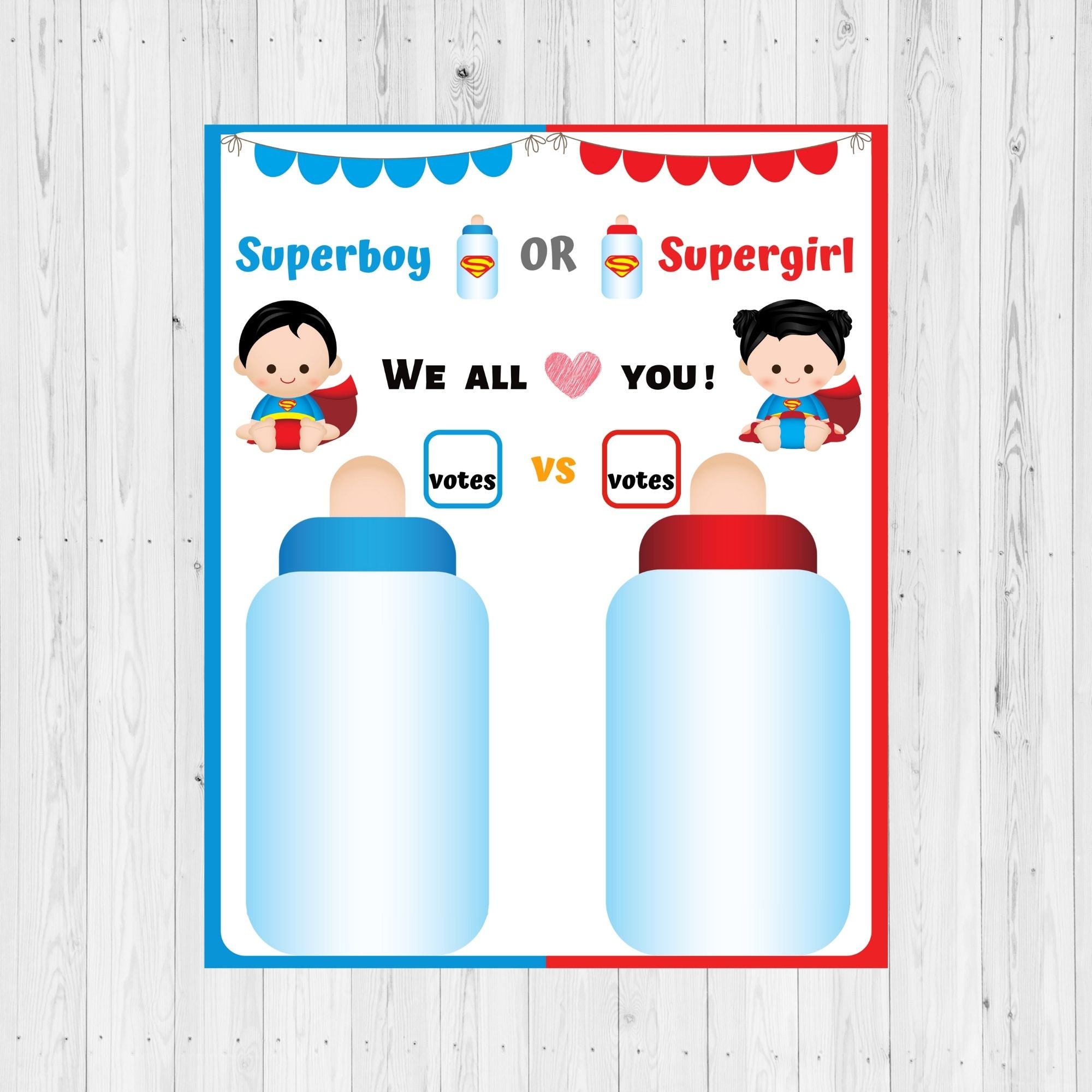 Superhero Gender Reveal Signature Guestbook | Gender Reveal Game |guess ...