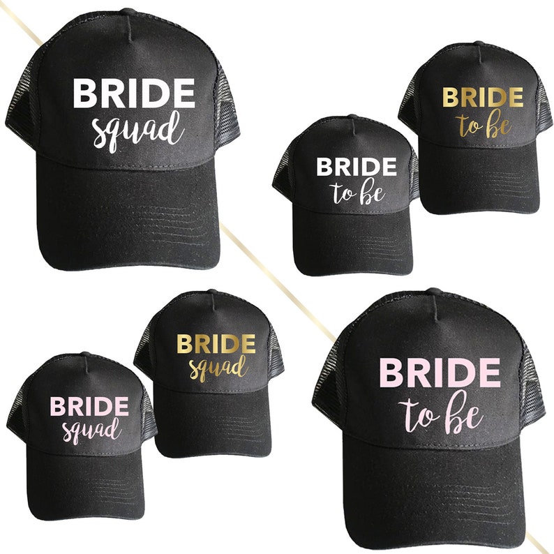 Bachelorette Party Hat, Bride to Be and Bride Squad, Black Cap for ...