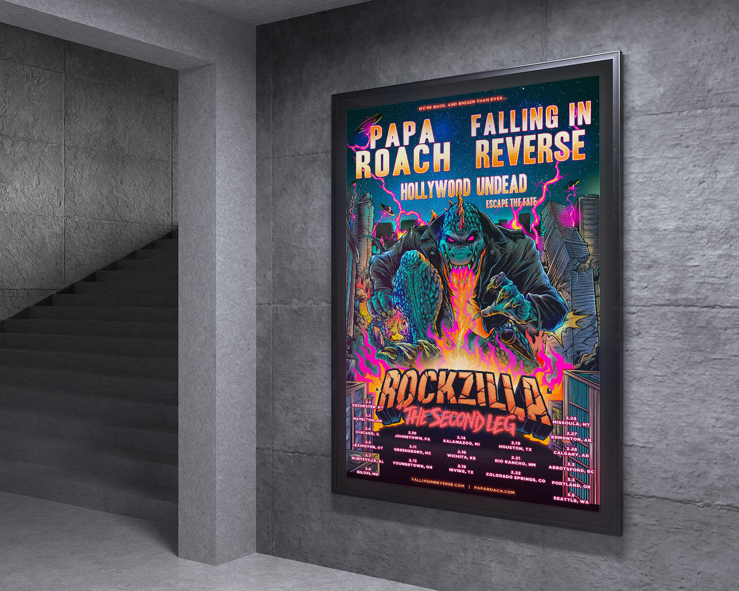 Custom Rockzilla Tour Papa Roach Poster Fan