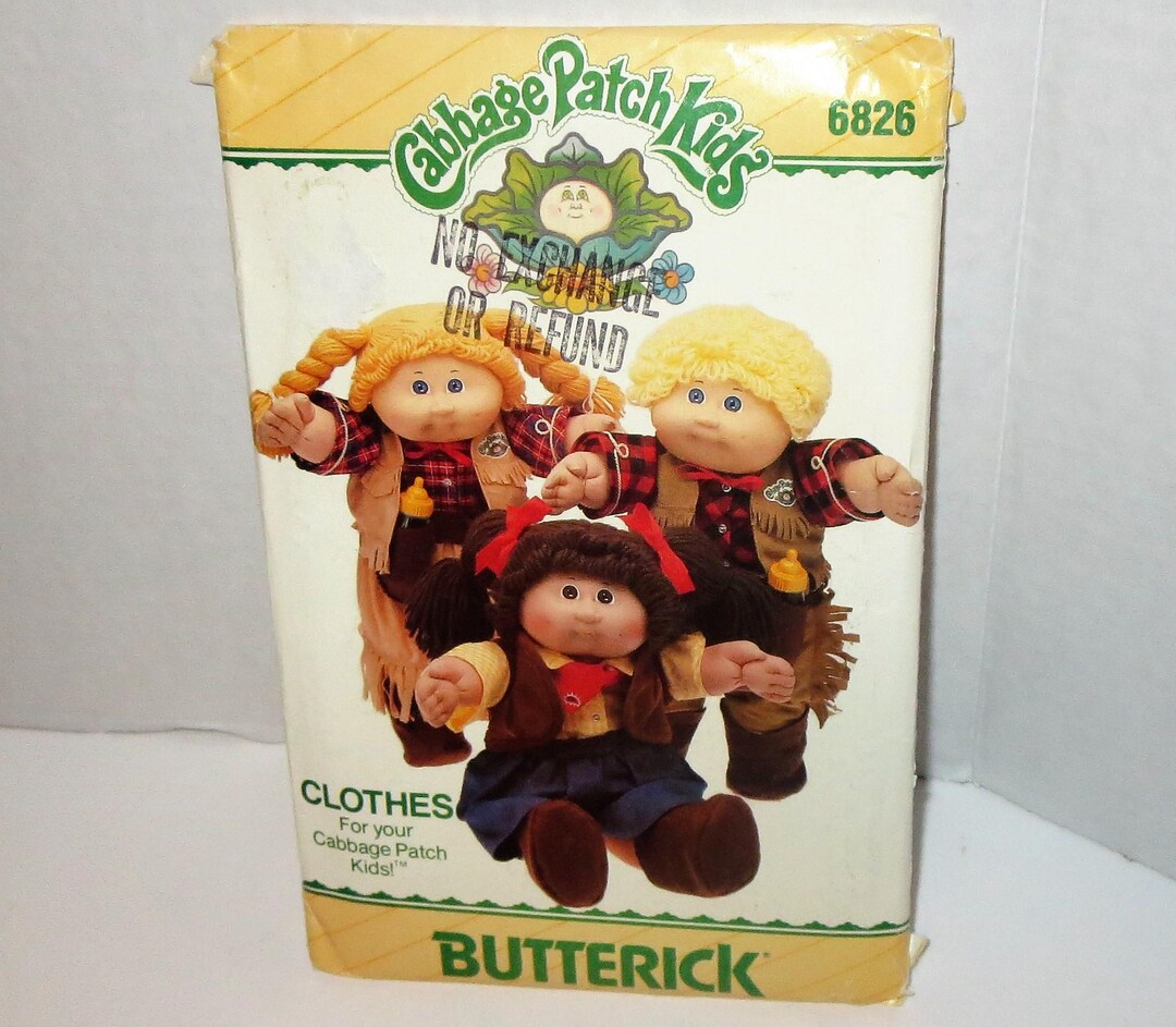 Vintage 80s CABBAGE PATCH KIDS Cowboy Clothes Butterick Pattern 6826 ...