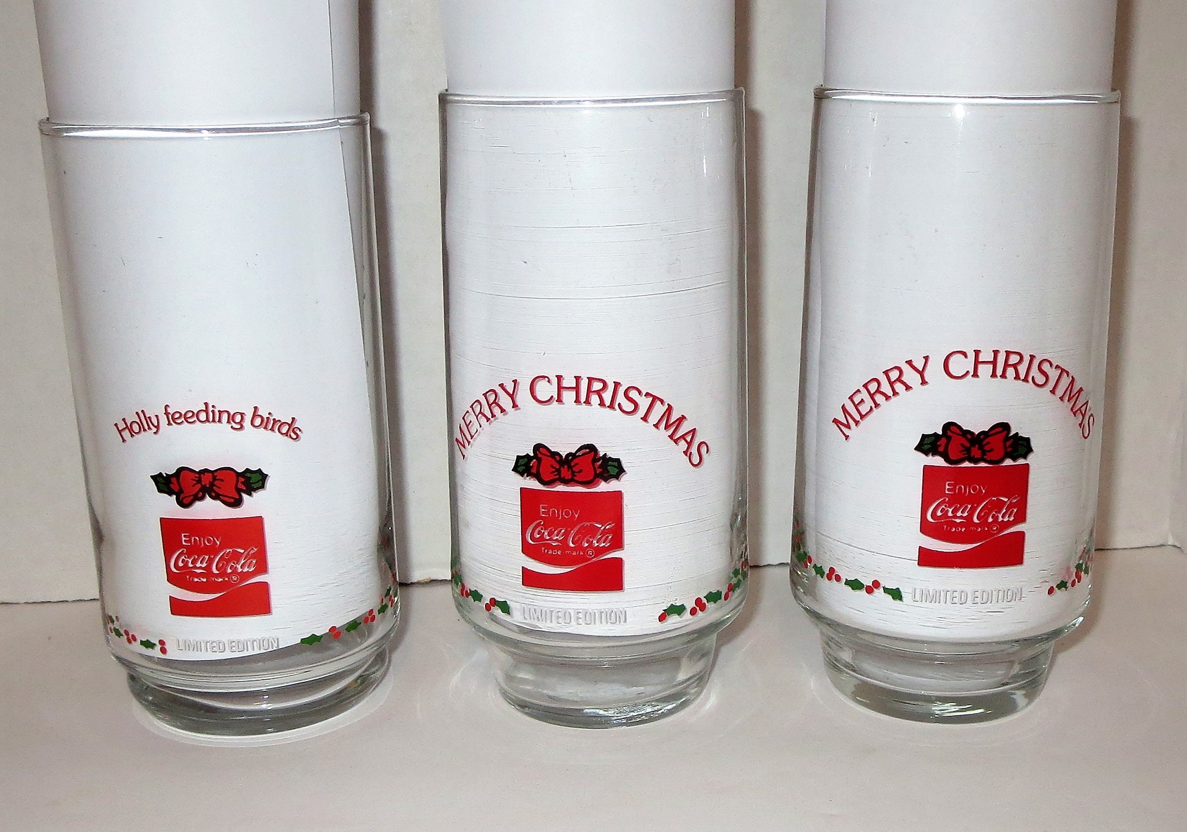 3 Vintage Coca Cola Holly Hobbie Glasses Christmas Limited Etsy