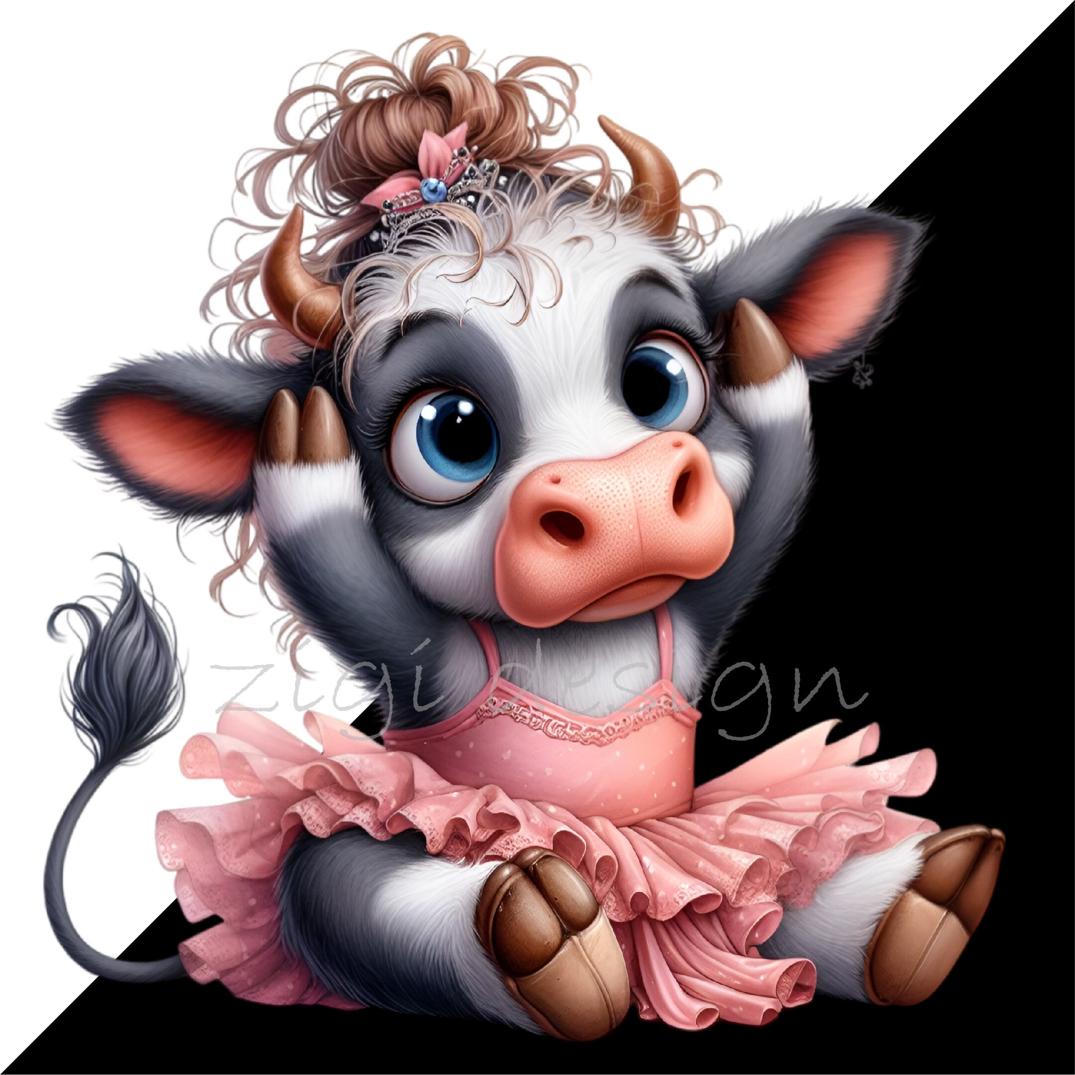 10 PNG Ballerina Cow Clipart – Cute Calf PNG – Farm Animal Dance Design ...