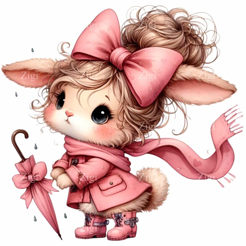 14 PNG Rainy Day Bunny Clipart – Cute Rabbit PNG – Sad Animal ...