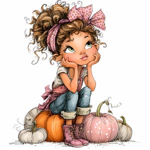10 JPEG Fall Girl – Pumpkin Patch JPG Clipart – Cute Autumn ...