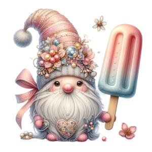 Ice Cream Clipart, Gnome Clipart, 12 PNG Watercolor Popsicle, Junk ...