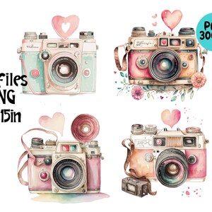 Watercolor Camera Clipart - Etsy