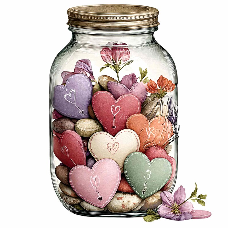 16 PNG Love Heart Jar Clipart – Pastel Candy Hearts Illustration ...
