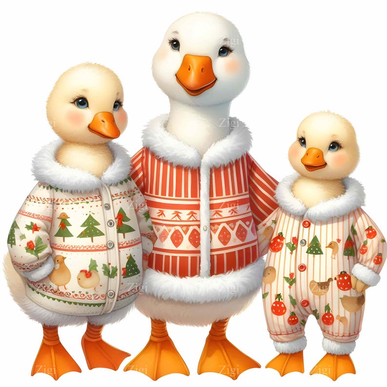 12 JPG Christmas Geese Pajamas Winter Holiday Clipart - Etsy