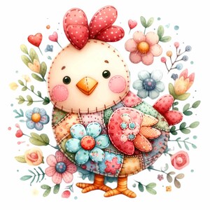 19 Patchwork Chicken PNG Clipart | Floral Quilt Hen Digital Art | Cute ...