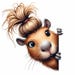 12 Capybara Peeking PNG Clipart, Whimsical Capybara With Top Knot ...