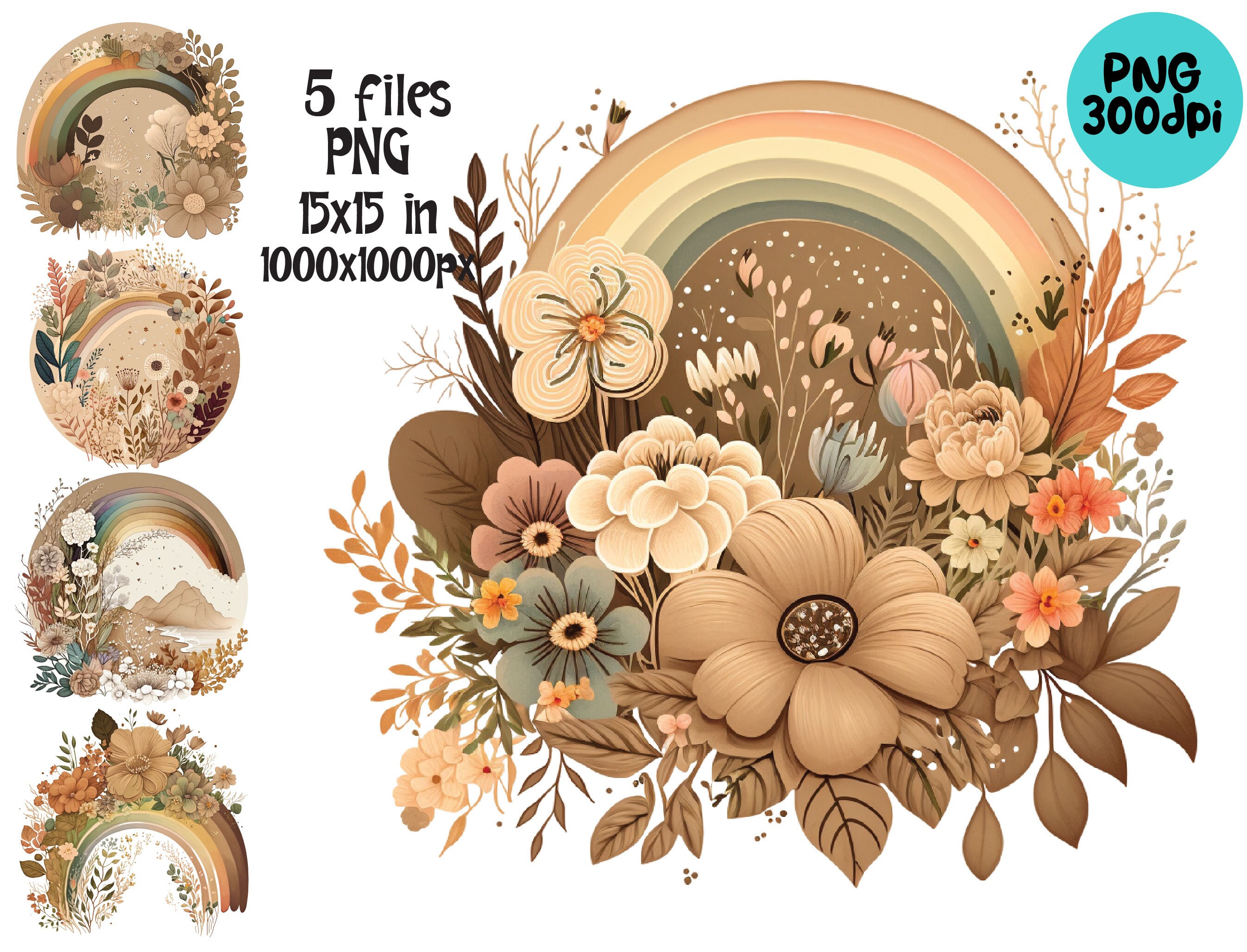 Retro Rainbow Clipart Summer Sublimation PNG - Etsy